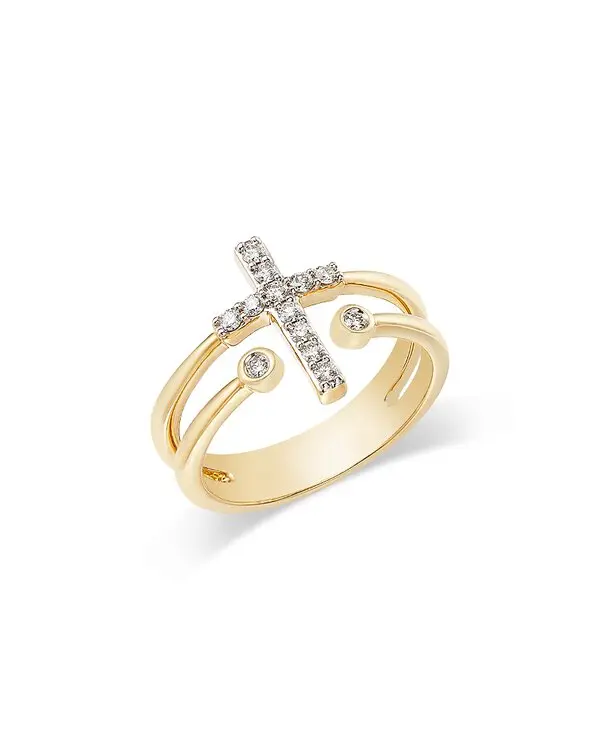 Bloomingdale'S Diamond Cross & Bezel Ring - Gold