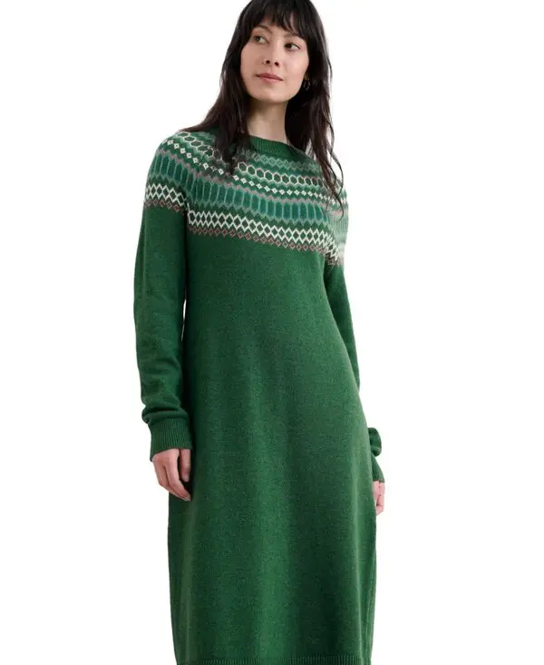 SEASALT CORNWALL Bird Ring Long Sleeve Dress - Modernist Dark Forage