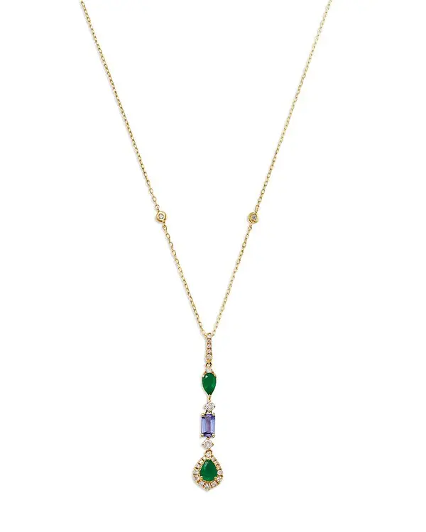 Bloomingdale'S Emerald, Tanzanite And Diamond Lariat Necklace - Gold