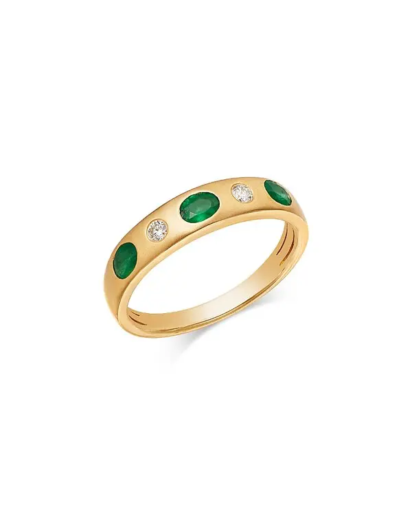 Bloomingdale'S Emerald And Diamond Band In 14k Yellow Gold - Green/gold