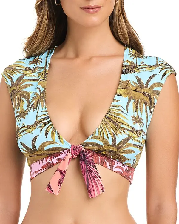 BLEU BY ROD BEATTIE Tie Front Bikini Top - Multi
