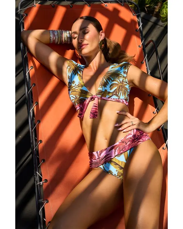 BLEU BY ROD BEATTIE Tie Front Bikini Top - Multi