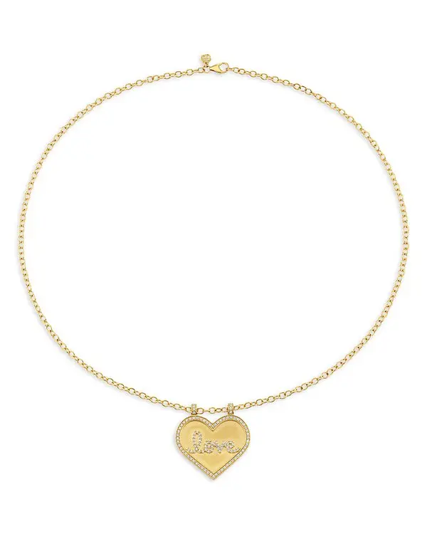 SYDNEY EVAN 14k Yellow Diamond Love Heart Pendant Necklace - Gold