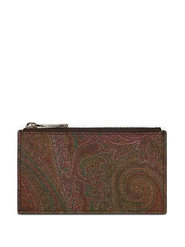 Etro Arnica Paisley Zip Card Holder - Brown