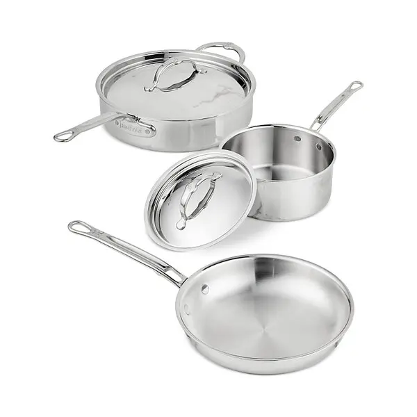 HESTAN Probond Luxe 5 Piece Professional Clad Stainless Steel Cookware Set - Silver