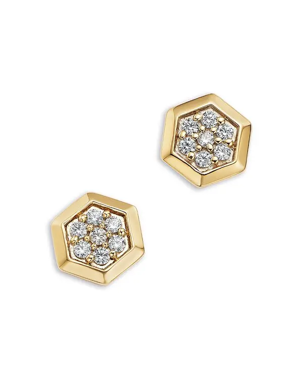 Bloomingdale'S Diamond Honeycomb Hexagon Stud Earrings - Gold