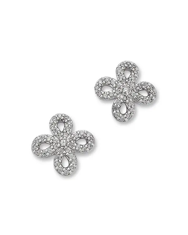 Bloomingdale'S Diamond Flower Stud Earrings - White Gold