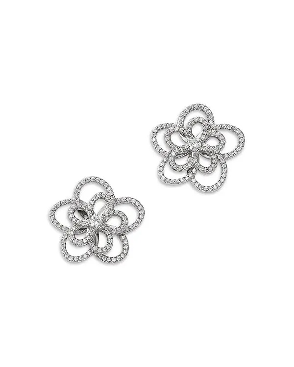 Bloomingdale'S Diamond Flower Stud Earrings 0.50 Tcw - White Gold