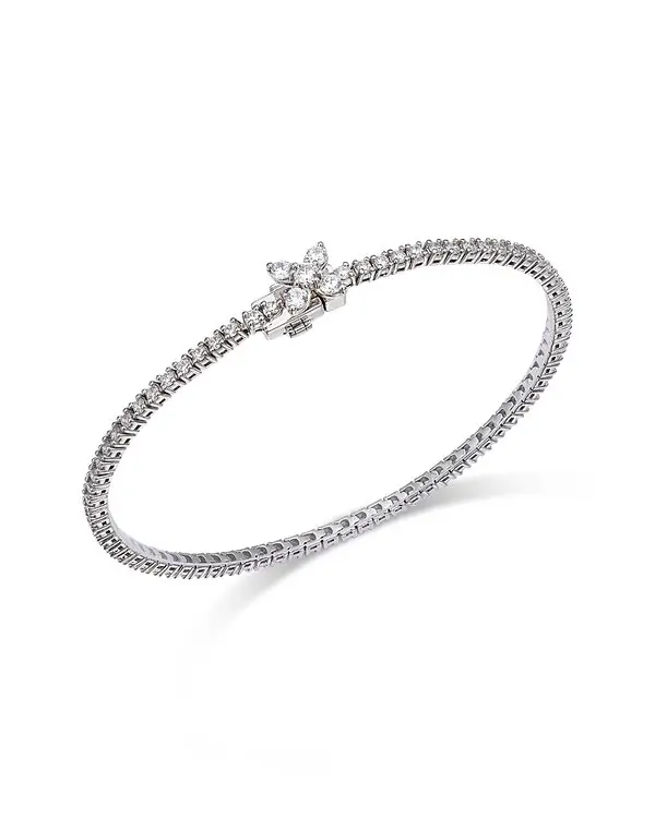 Bloomingdale'S Diamond Clover Tennis Bracelet 2.0 Tcw - White Gold