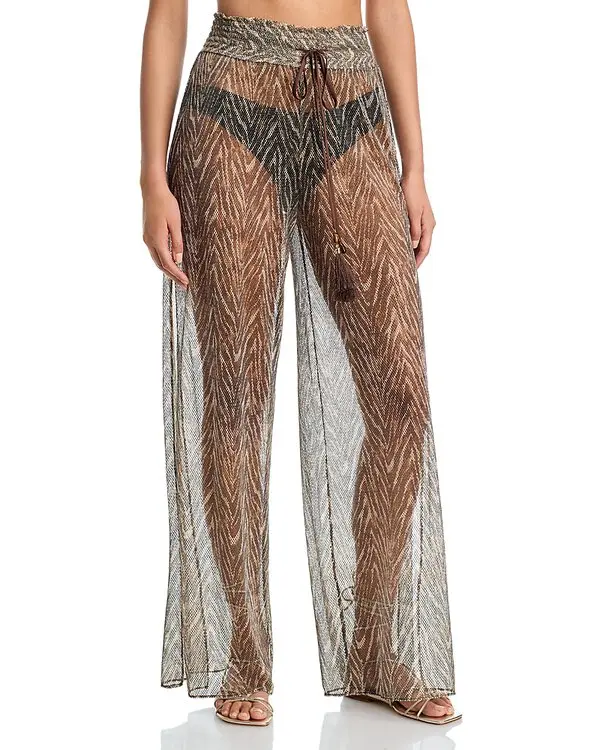 Ramy Brook Priya Swim Cover-up Pants - Beach Brown Zebra