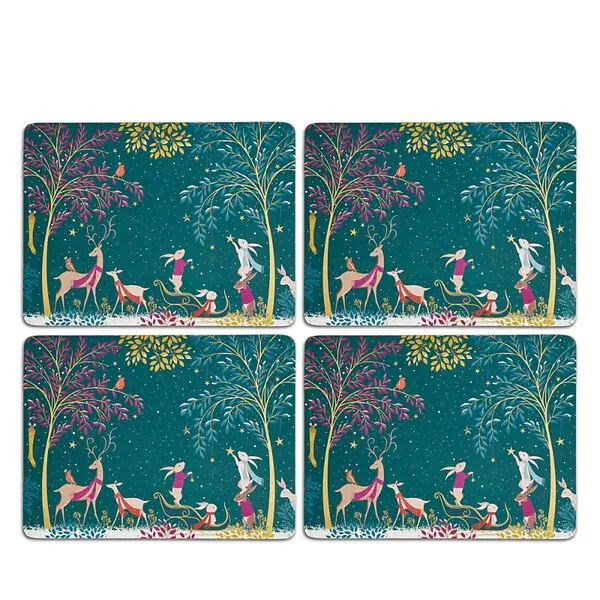 PORTMEIRION Sara Miller Woodland Tales Placemats, Set Of 4 - Blue