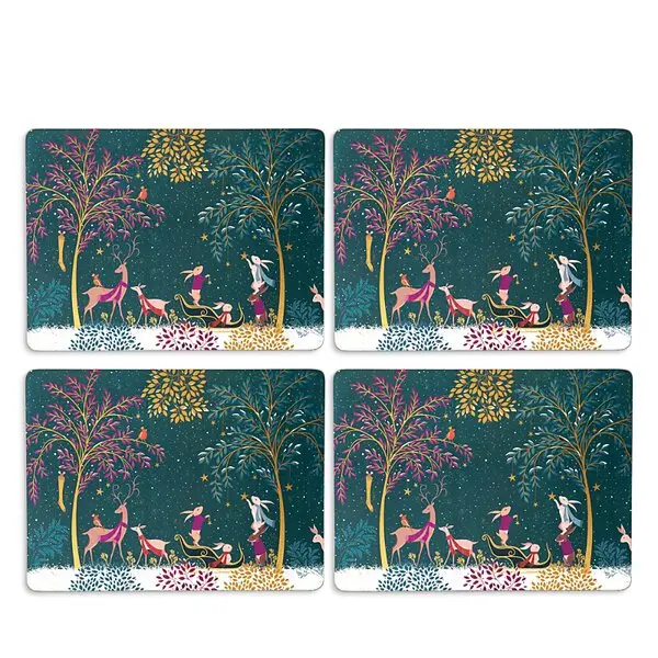 PORTMEIRION Sara Miller Woodland Tales Large Placemats, Set Of 4 - Blue