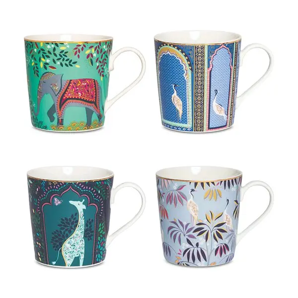 PORTMEIRION Sara Miller India Assorted Mugs, Set Of 4 - Multi