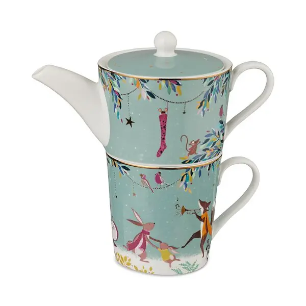 PORTMEIRION Sara Miller Woodland Tales Tea For One, Merry Band - Blue