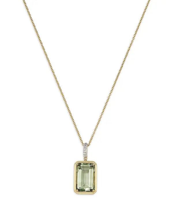 Bloomingdale'S 14k Yellow Prasiolite & Diamond Pendant Necklace - Gold
