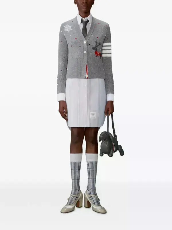 Thom Browne Intarsia Hector Reindeer Cardigan - Grey