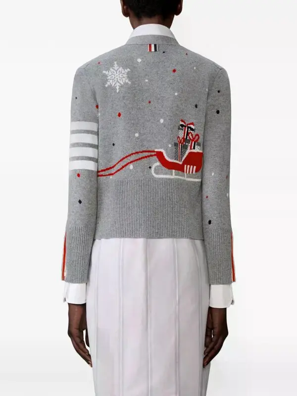Thom Browne Intarsia Hector Reindeer Cardigan - Grey