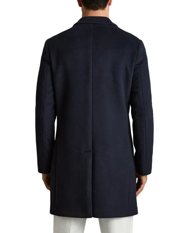 REISS Gable Wool Blend Overcoat - Navy