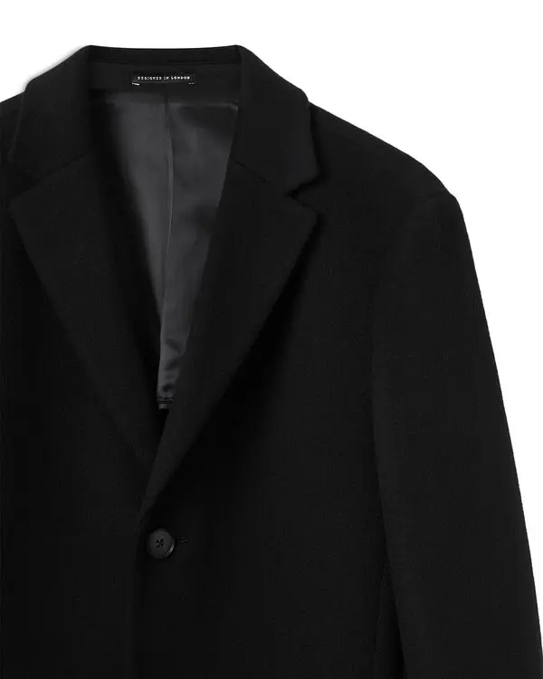 REISS Gable Wool Blend Overcoat - Navy
