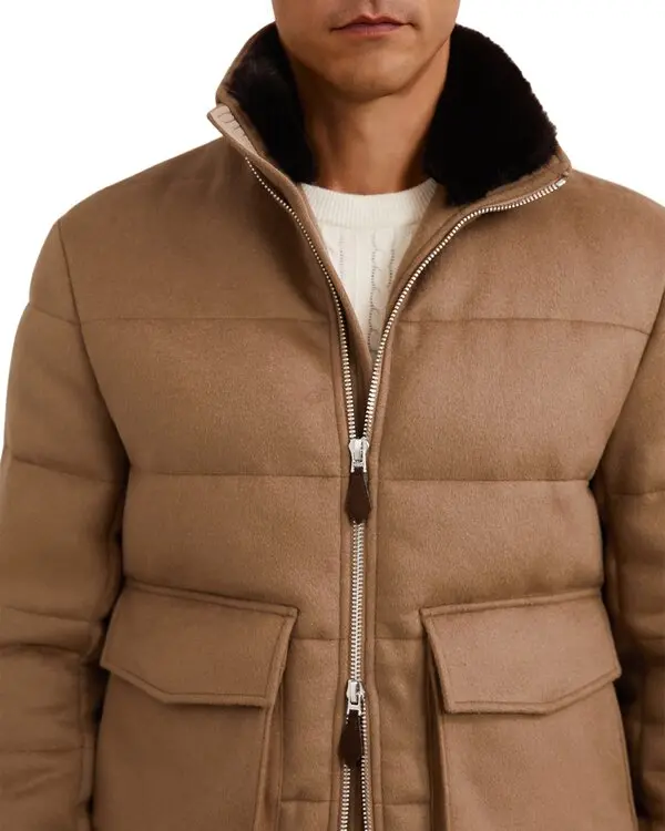 REISS Gerald Quilted Jacket - Light Brown