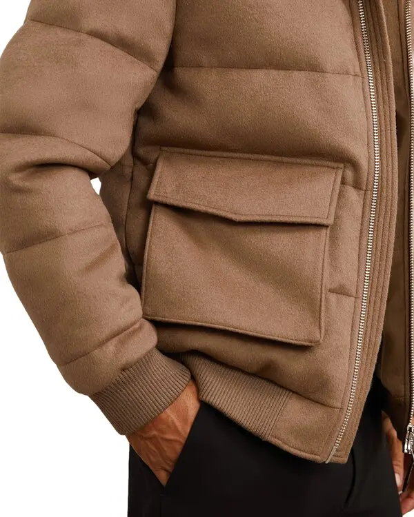 REISS Gerald Quilted Jacket - Light Brown