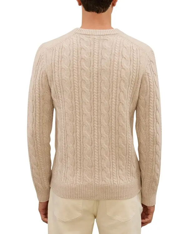 REISS Long Sleeved Crewneck Cable Cashmere Blend Sweater