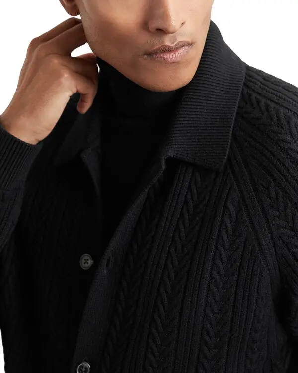 REISS Martley Cable Knit Cardigan Sweater