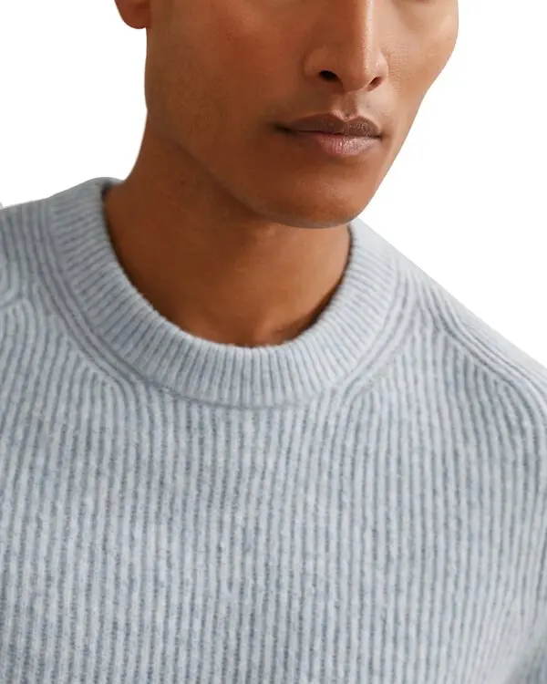 REISS Ribbed Crewneck Sweater - Soft Blue