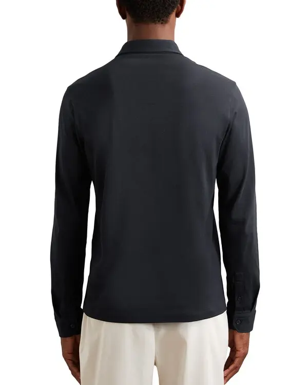 REISS Porofino Long Sleeved Jersey Half Button Polo Shirt