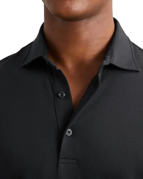 REISS Porofino Long Sleeved Jersey Half Button Polo Shirt