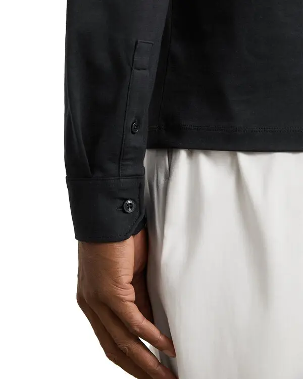 REISS Porofino Long Sleeved Jersey Half Button Polo Shirt