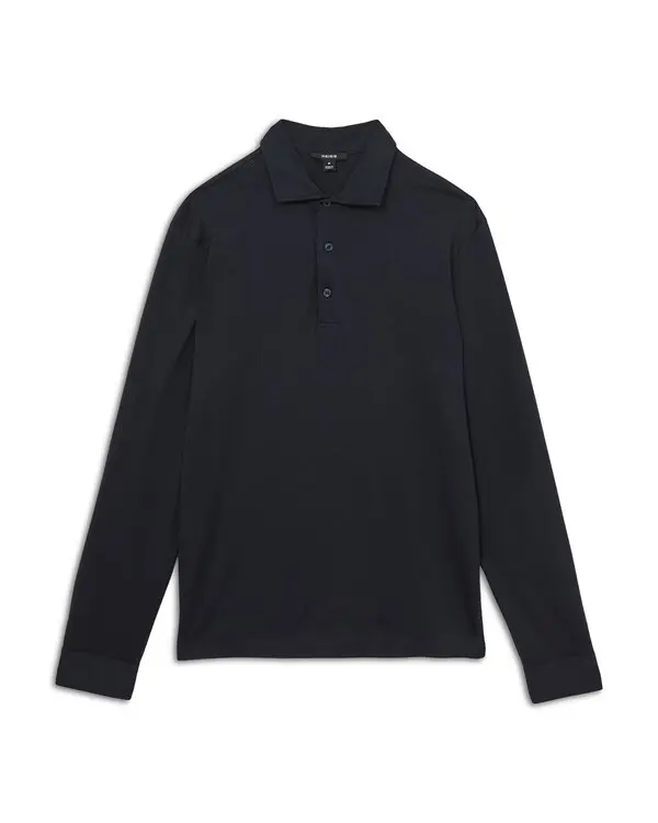 REISS Porofino Long Sleeved Jersey Half Button Polo Shirt