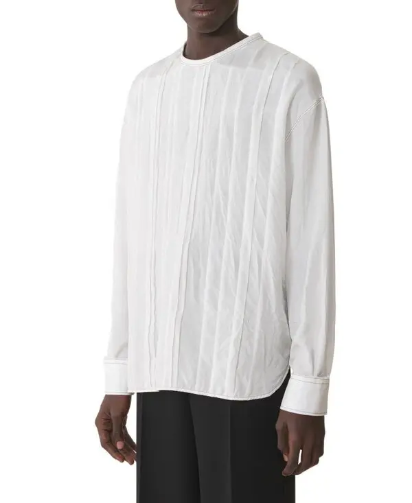 LANVIN Pleated Silk Top - Ecru