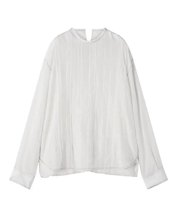 LANVIN Pleated Silk Top - Ecru
