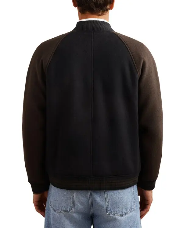 REISS Color Block Bomber Jacket - Navy/brown