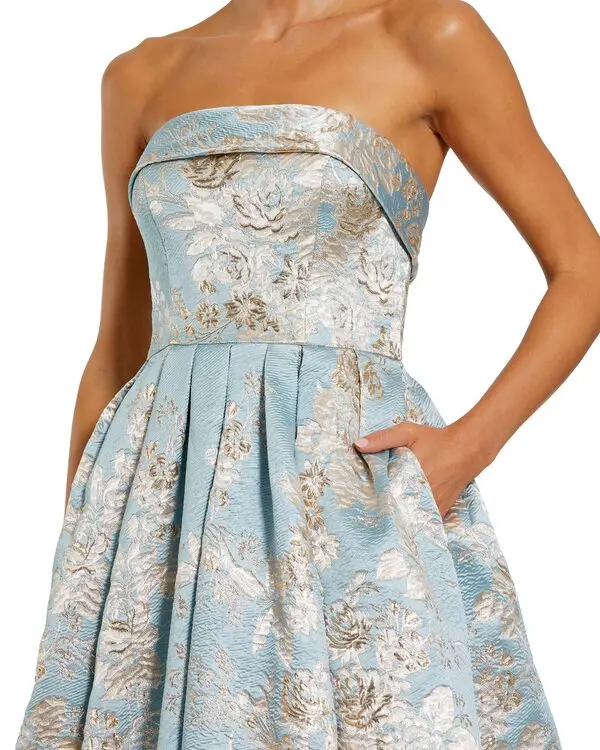 Mac Duggal Floral Brocade A-line Gown - Blue Multi