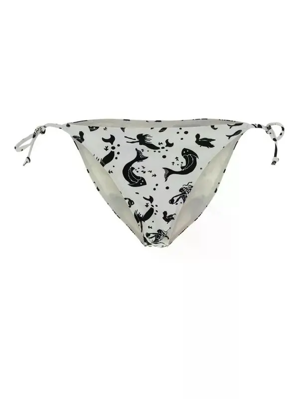 Prada Printed Tie-side Bikini Bottom - White