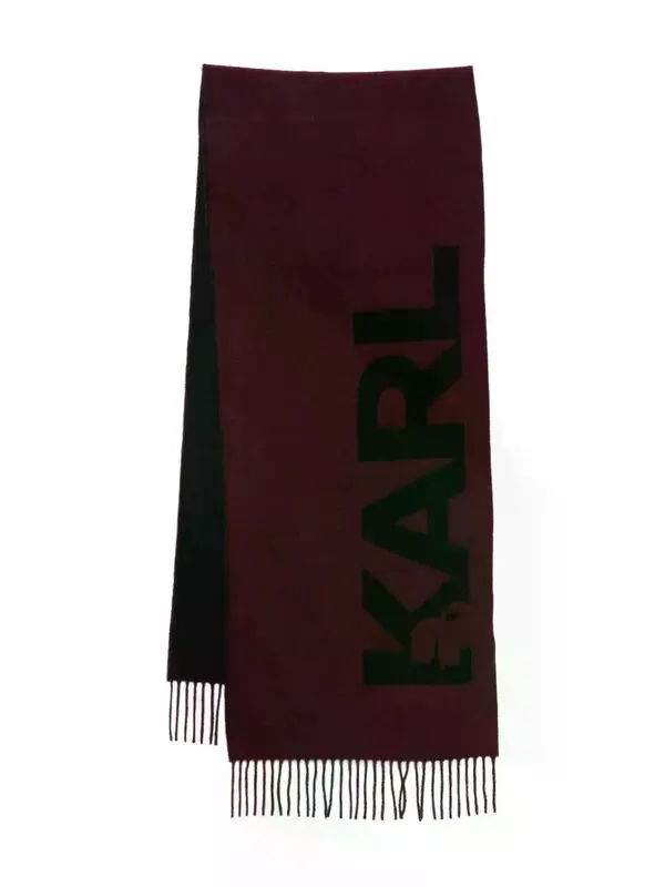 Karl Lagerfeld Logo Fringed Scarf - Purple