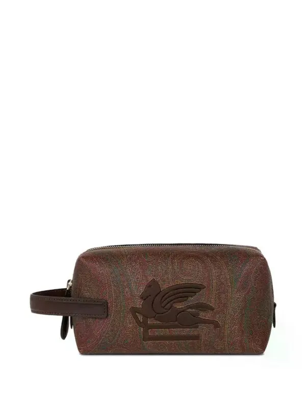 Etro Pegaso Embroidery Arnica Pouch - Brown