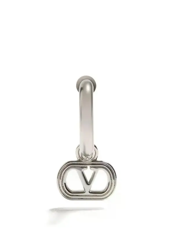 Valentino Garavani Ovalette Mono Earring With Vlogo - Silver