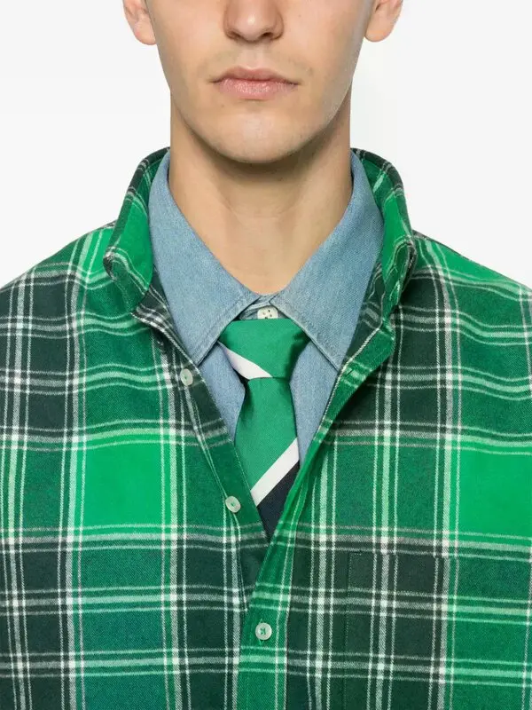 LC23 Plaid-pattern Pocket Shirt - Green