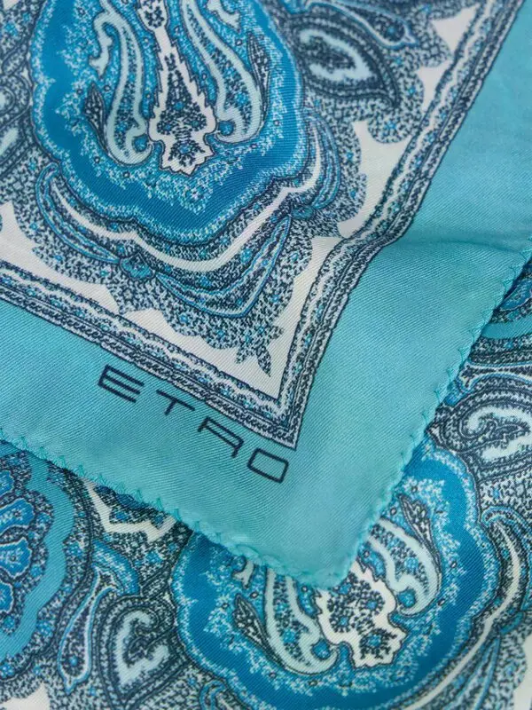 Etro Paisley Silk Pocket Square - Blue
