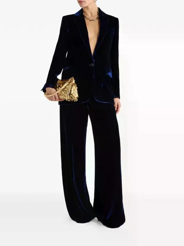 Etro Single-breasted Velvet Blazer - Blue