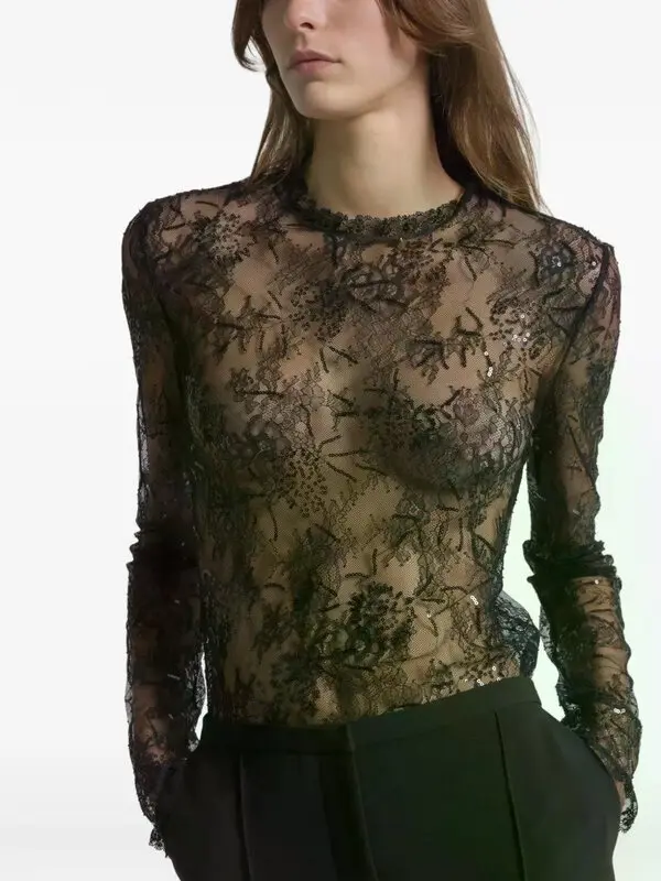 Alberta Ferretti Lace Sequin Blouse
