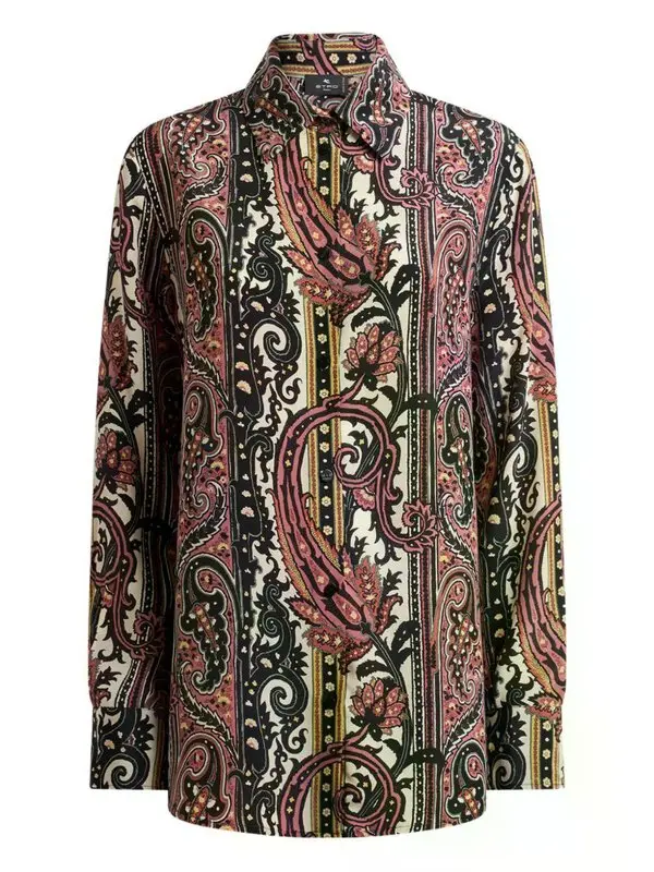 Etro Leafy Paisley-motif Silk Shirt - Red