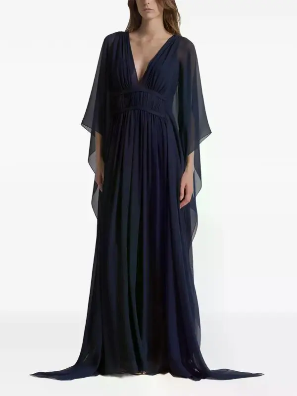 Alberta Ferretti V-neck Maxi Dress - Blue