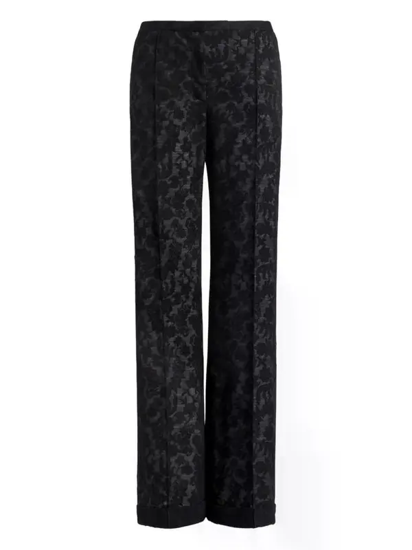 Alberta Ferretti Floral Pattern Trousers - Black