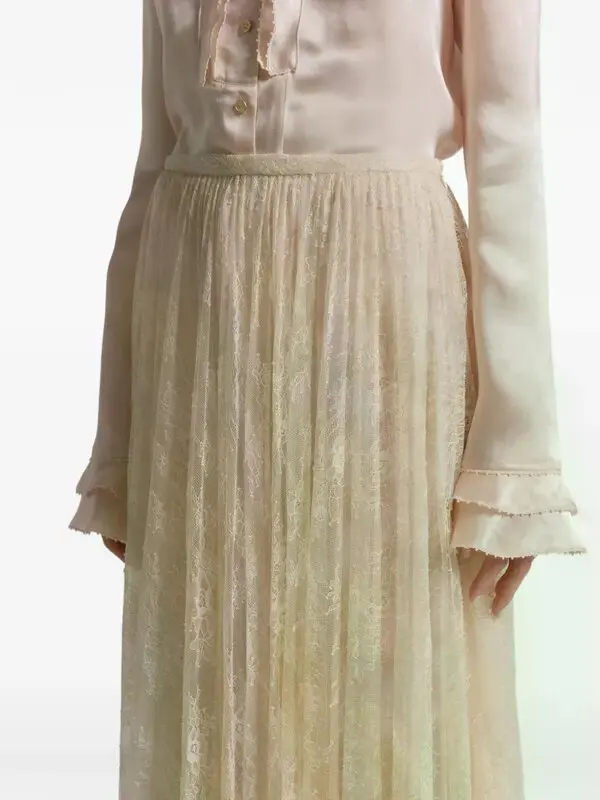 Alberta Ferretti Lace Pleated Midi Skirt