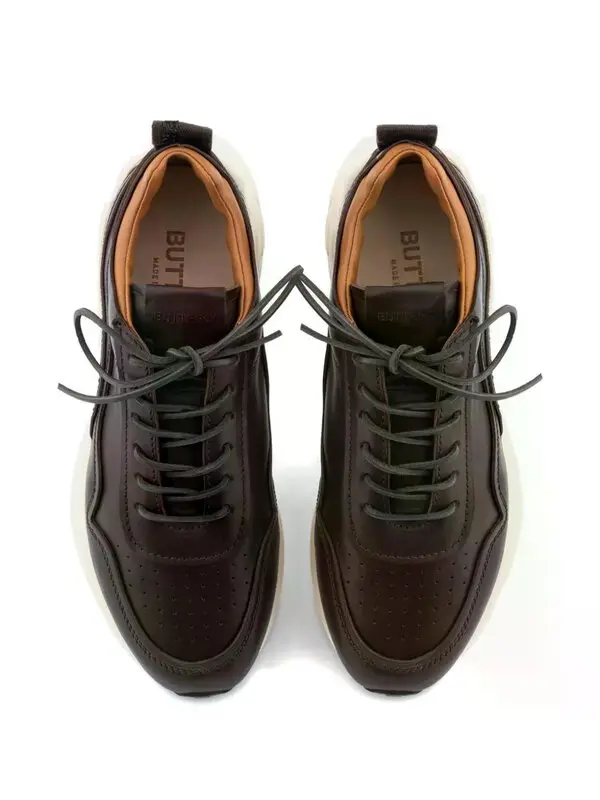 BUTTERO® Vinci Perforated Leather Sneakers - Brown