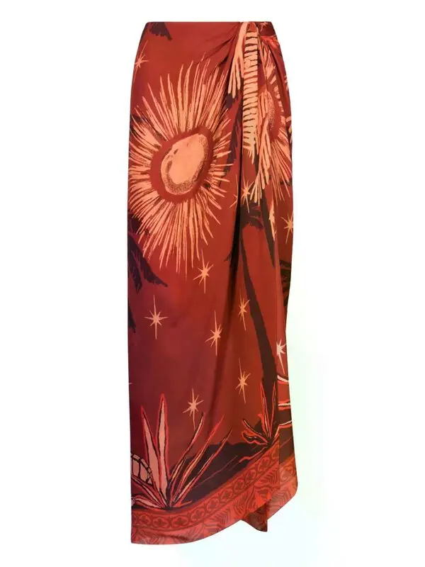 Johanna Ortiz Dance Floor Printed Maxi Skirt - Red